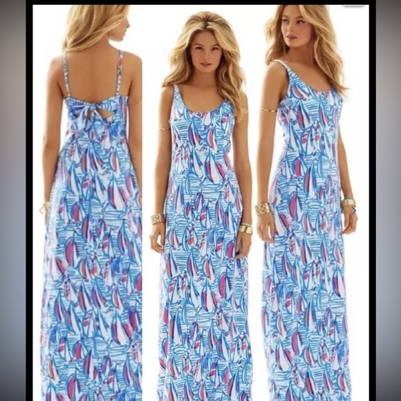 Lilly Pulitzer | Dresses | Lilly Pulitzer Palm Maxi Dress Red Right ...
